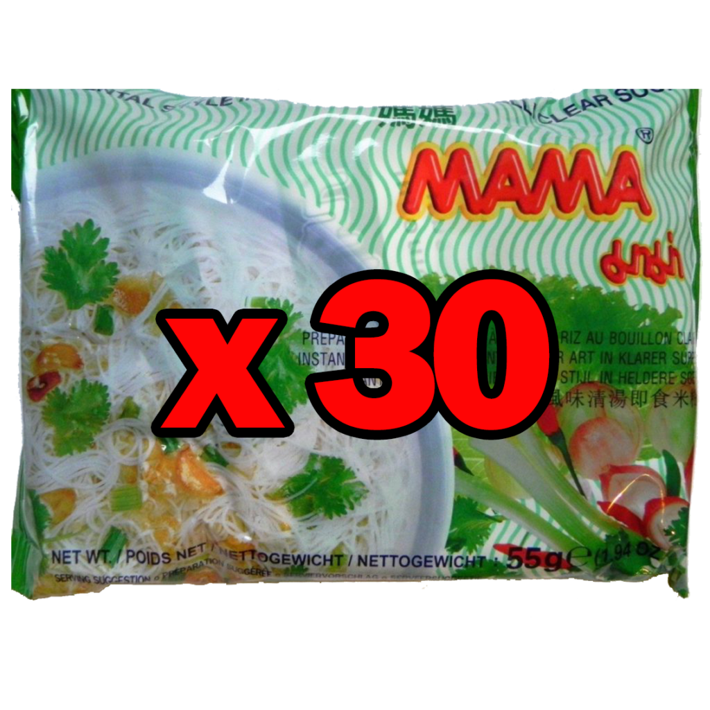 Mama – Snabbnudellåda 30 påsar (Rice Vermicelli Klar) – Gott Utan Gluten