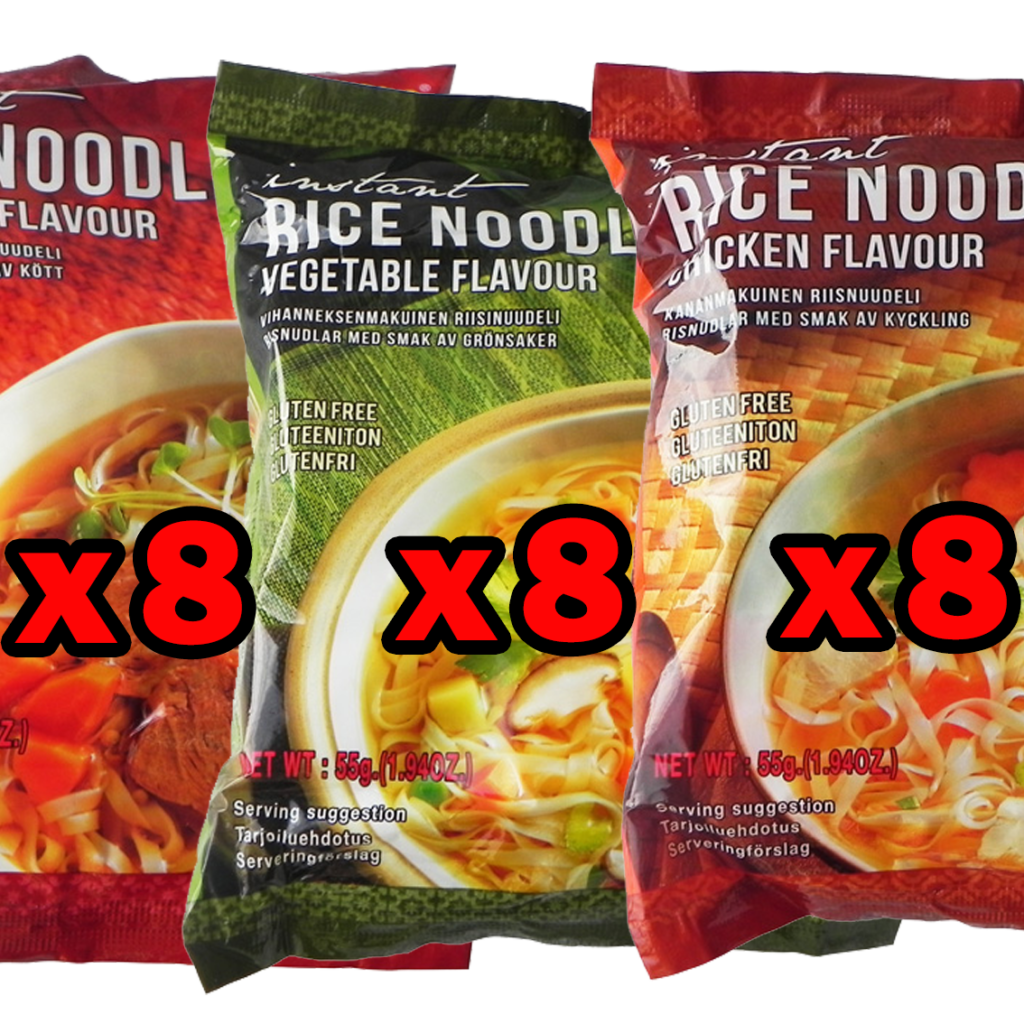 Mama – Snabbnudellåda mix 24 påsar (Risnudlar Biff/Grönsaker/Kyckling ...